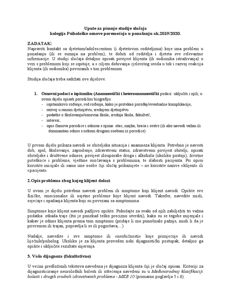 Upute-Za-Pisanje-Prikaza-Slucaja PUIP | PDF