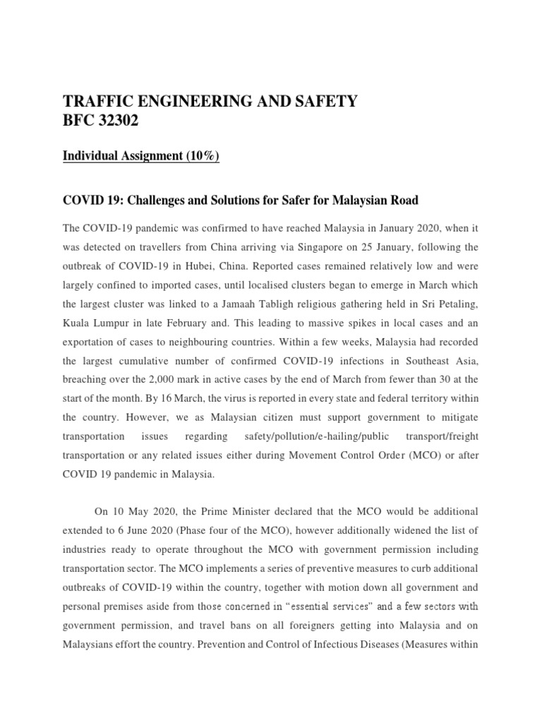 Traffic Engineering and Safety BFC 32302: Individual Assignment (10% ...