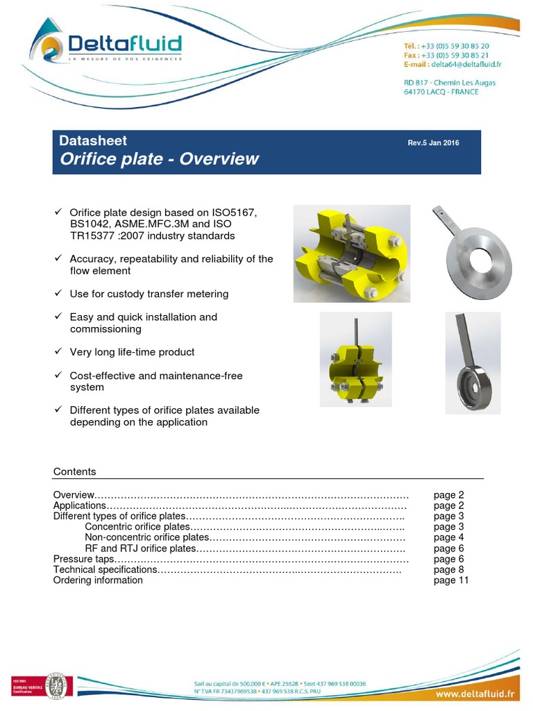 Orifice Plate Overview Rev5 Jan 2016 | PDF | Flow Measurement ...