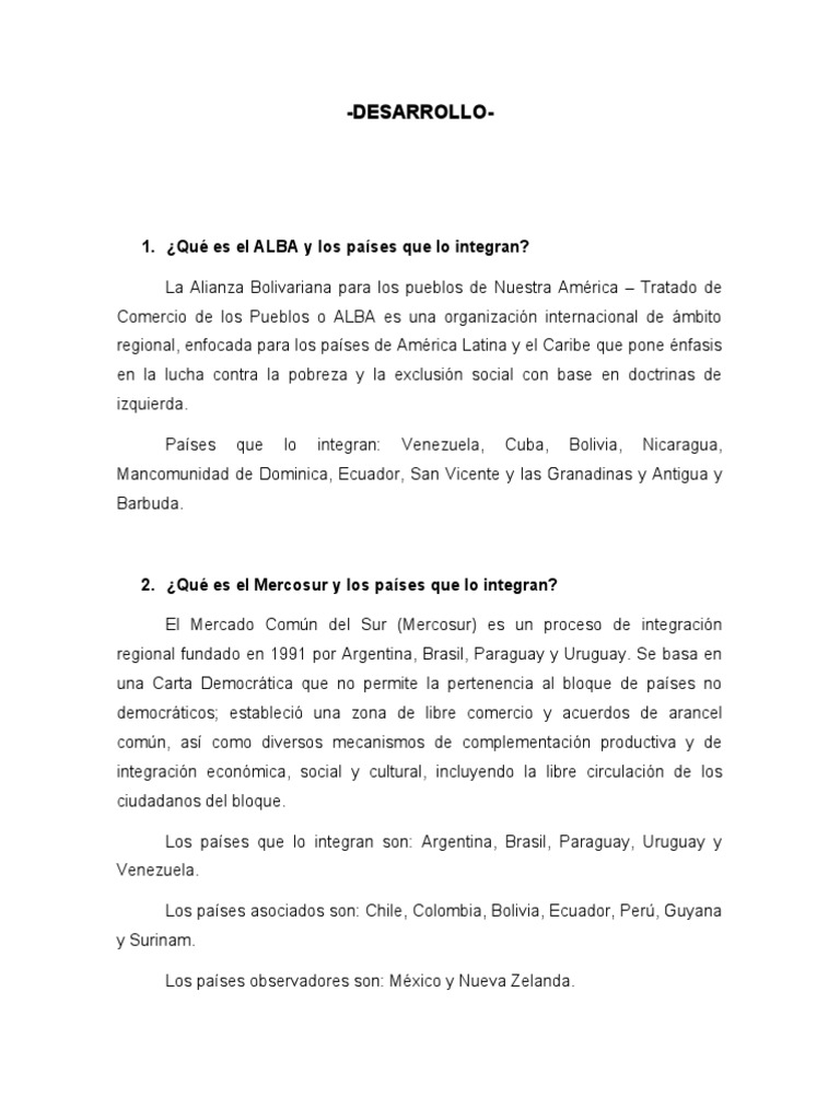 ALBA: Países y su Importancia | PDF | Venezuela | Política