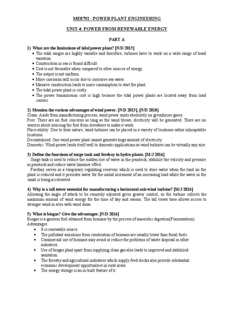 Me8792 - Power Plant Engineering Unit 4: Power From Renewable Energy | PDF | Solar Energy ...