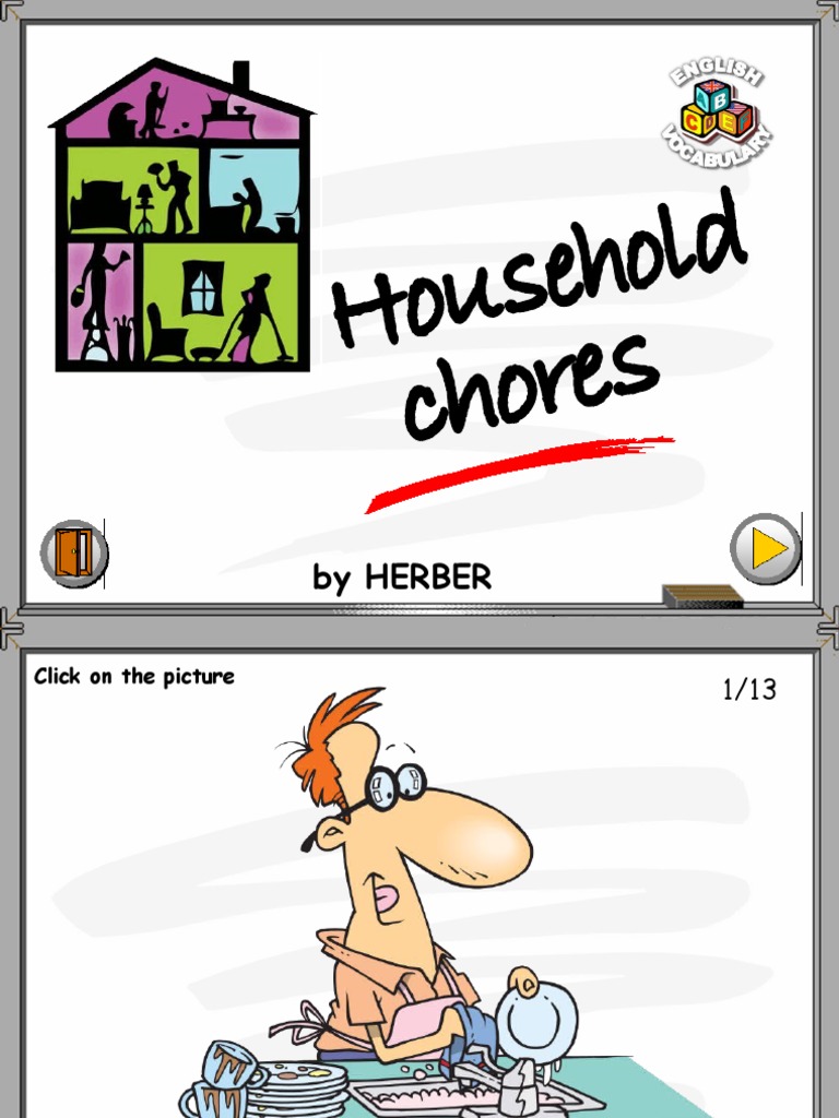 Household Chores PPT Flashcards Fun Activities Games Games Picture Desc ...