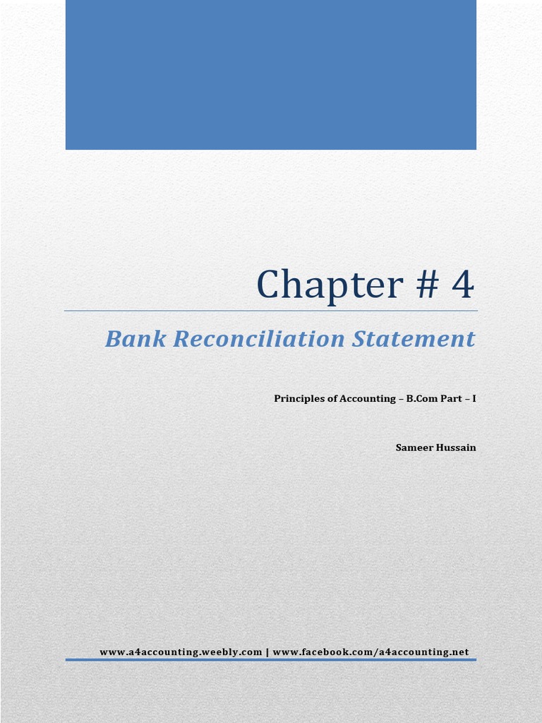 Chapter # 4: Bank Reconciliation Statement | PDF | Cheque | Bookkeeping