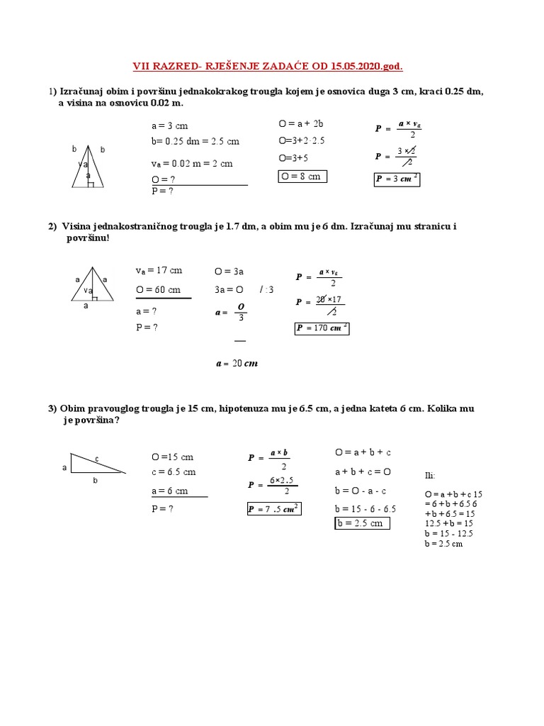 7.razred - Rješenje Zadaće Od 15.05 PDF | PDF