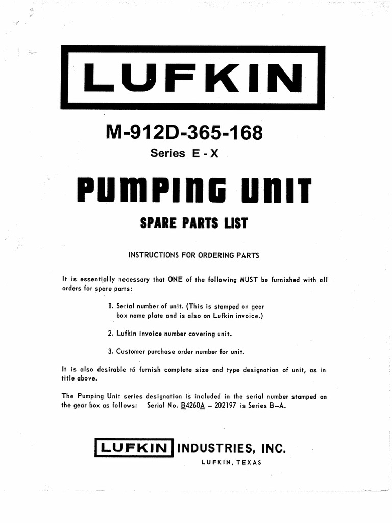 Spare Parts List M912-365-168 | PDF