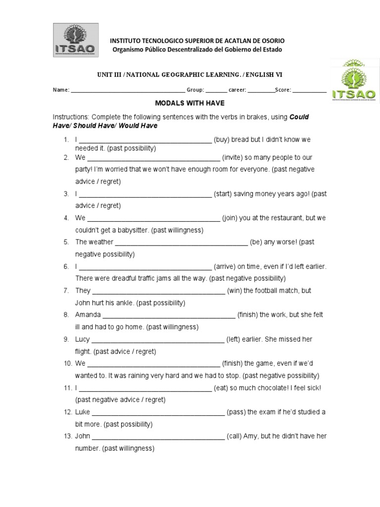 Modals With Have | PDF | Grammar | Linguistic Morphology