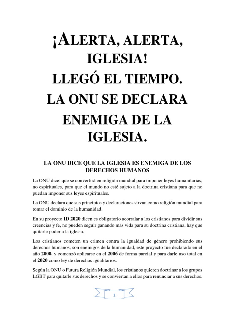 Alerta, Alerta Iglesia, Llego El Tiempo | PDF | Derechos humanos ...
