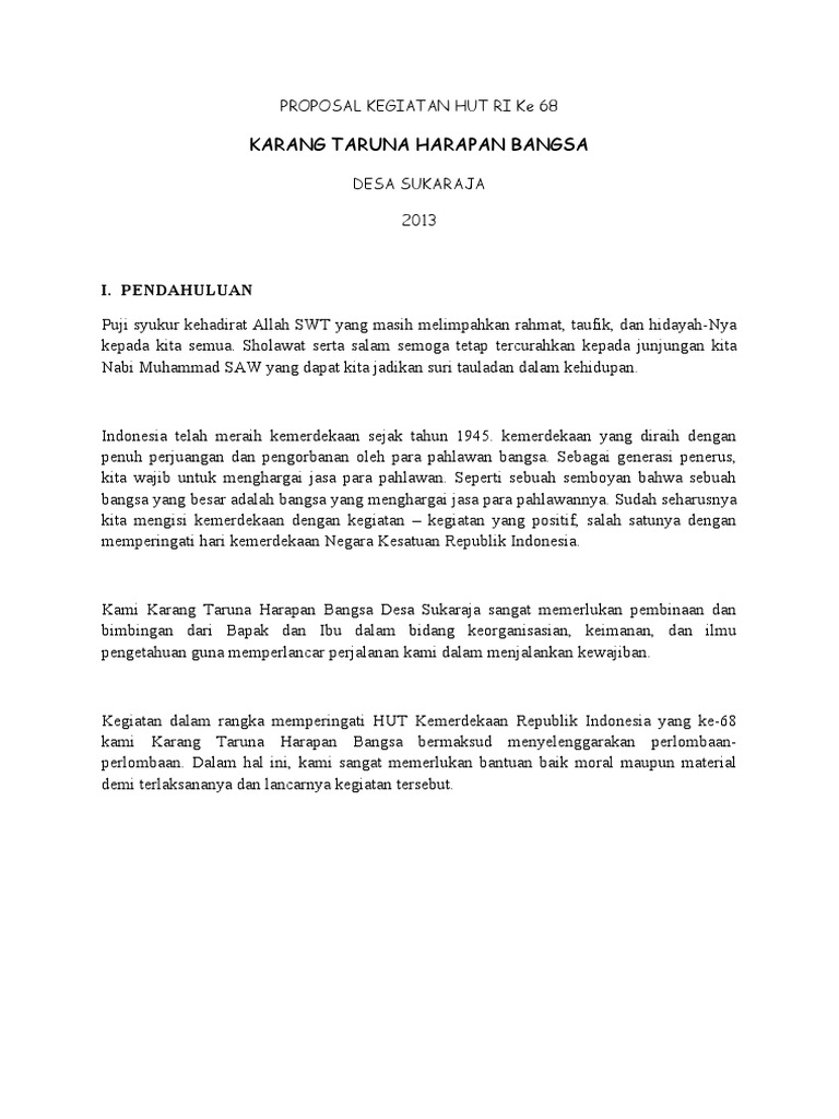 Contoh Proposal Peringatan HUT RI | PDF