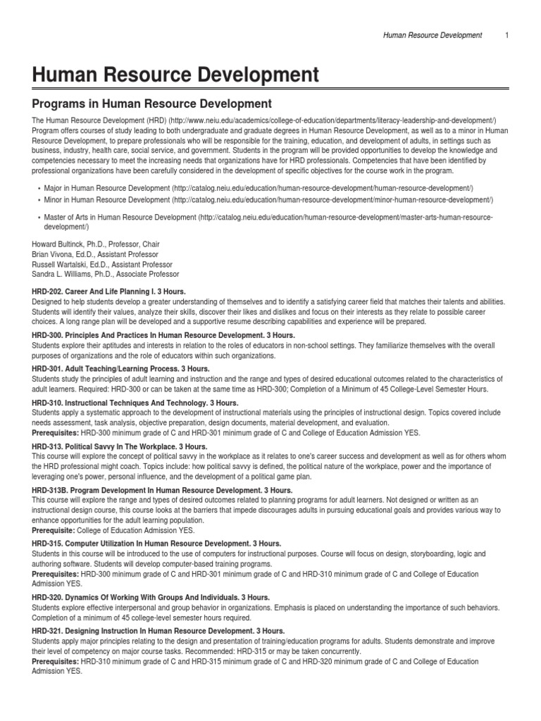 Programs in Human Resource Development | PDF | Instructional Design ...