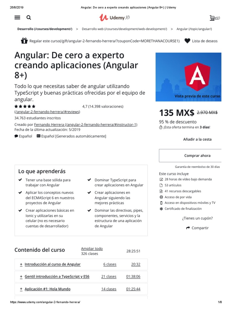 Angular - de Cero A Experto Creando Aplicaciones (Angular 8+) - Udemy | PDF