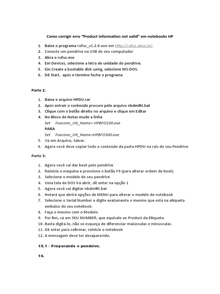 Como Corrigir Erro Product Information Not Valid | PDF | Pen-drive ...