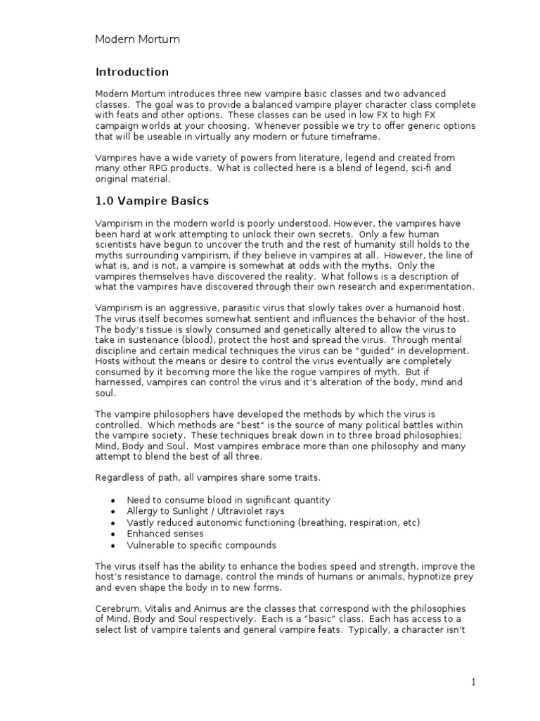 Vampire Classes (v2 10) | Download Free PDF | Vampires | Virus