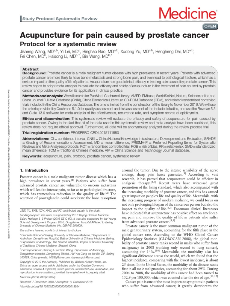 Acupuncture For Pain Caused by Prostate Cancer | PDF | Acupuncture ...