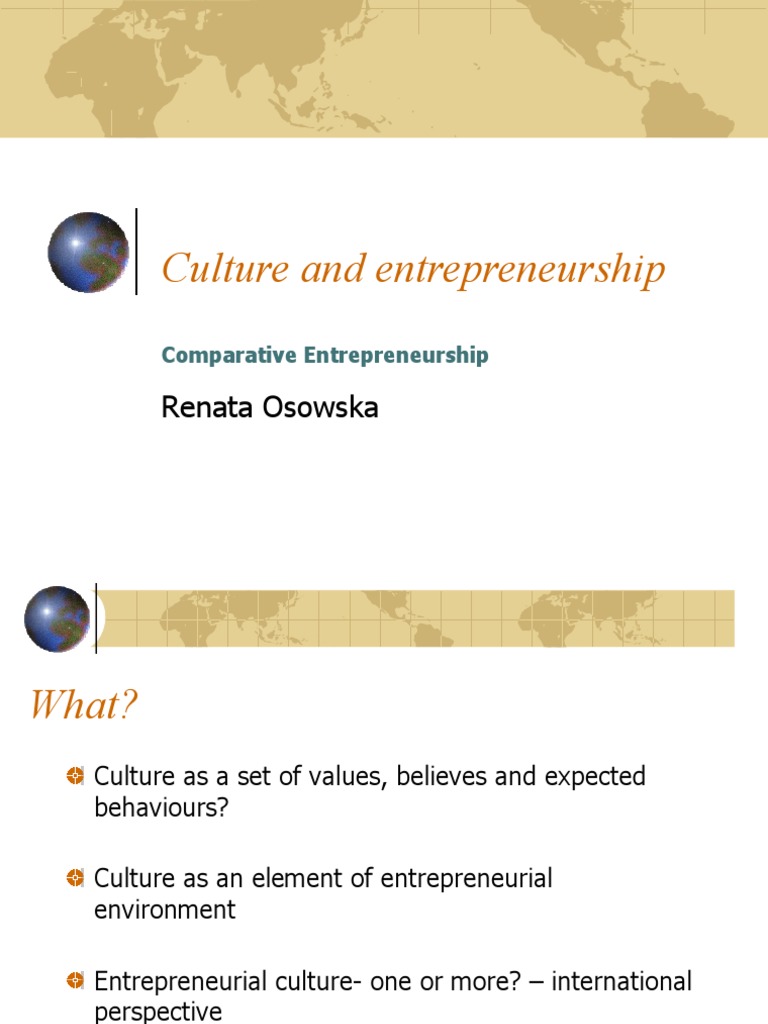 Impact of Culture on Entrepreneurship | PDF | Nature | Entrepreneurship