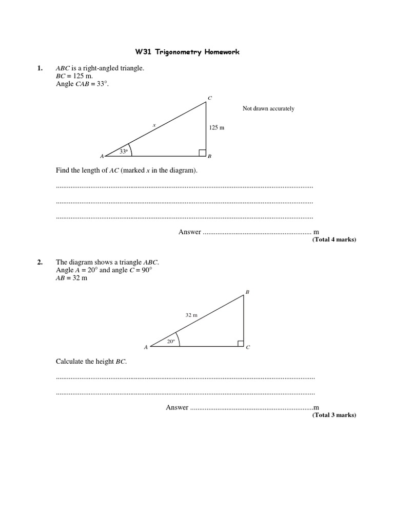 Trigonometry Homework Problems | PDF | Triangle | Trigonometry