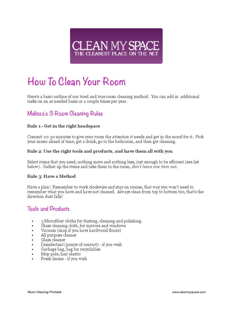 How To Clean Your Room: Melissa's 3 Room Cleaning Rules | PDF | Vacuum ...