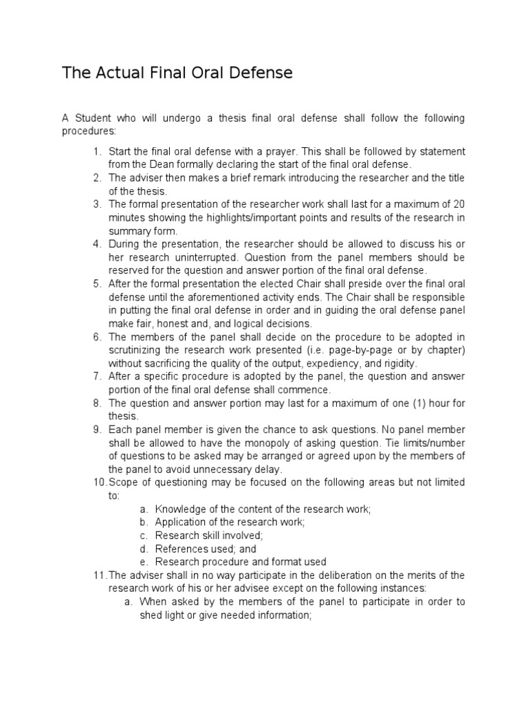 The Actual Final Oral Defense | PDF | Thesis | Cognition