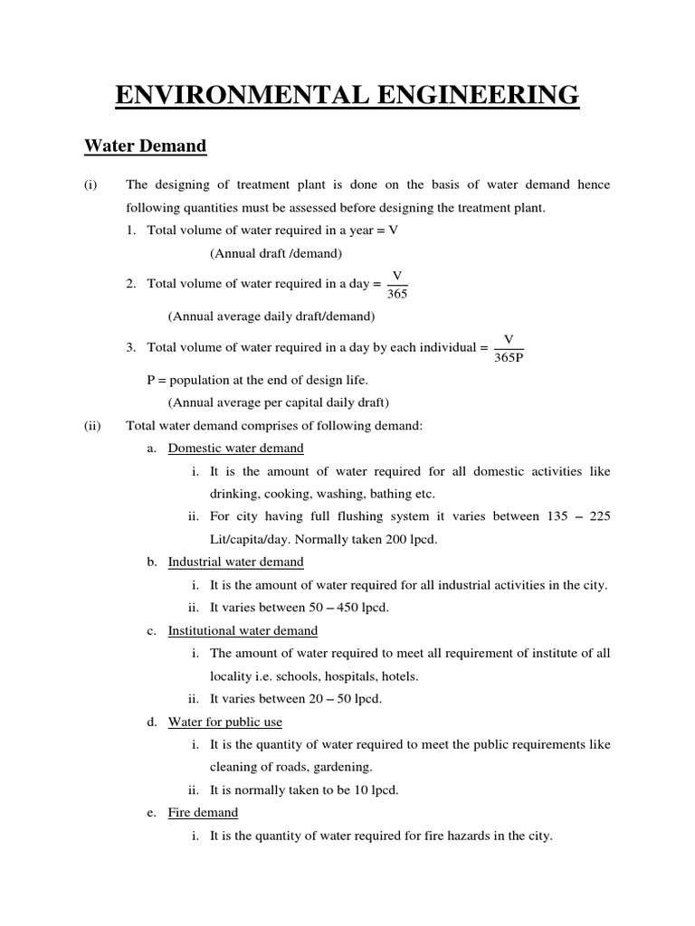 Water Demand Notes | PDF | Valve | Demand