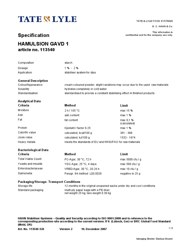 HAMULSION GAVD 1 - Specification | PDF | Specification (Technical ...