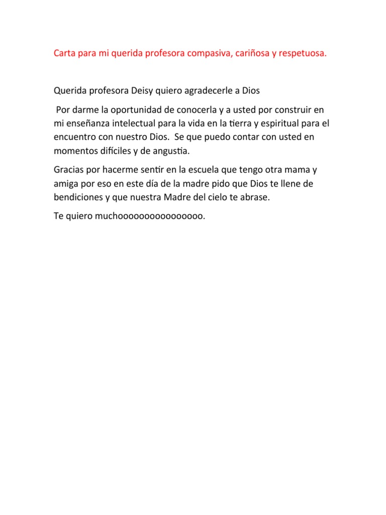 Carta para Mi Querida Profesora Compasiva | PDF