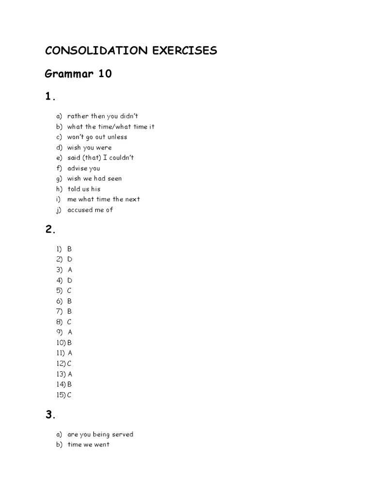 Consolidation Exercises | PDF