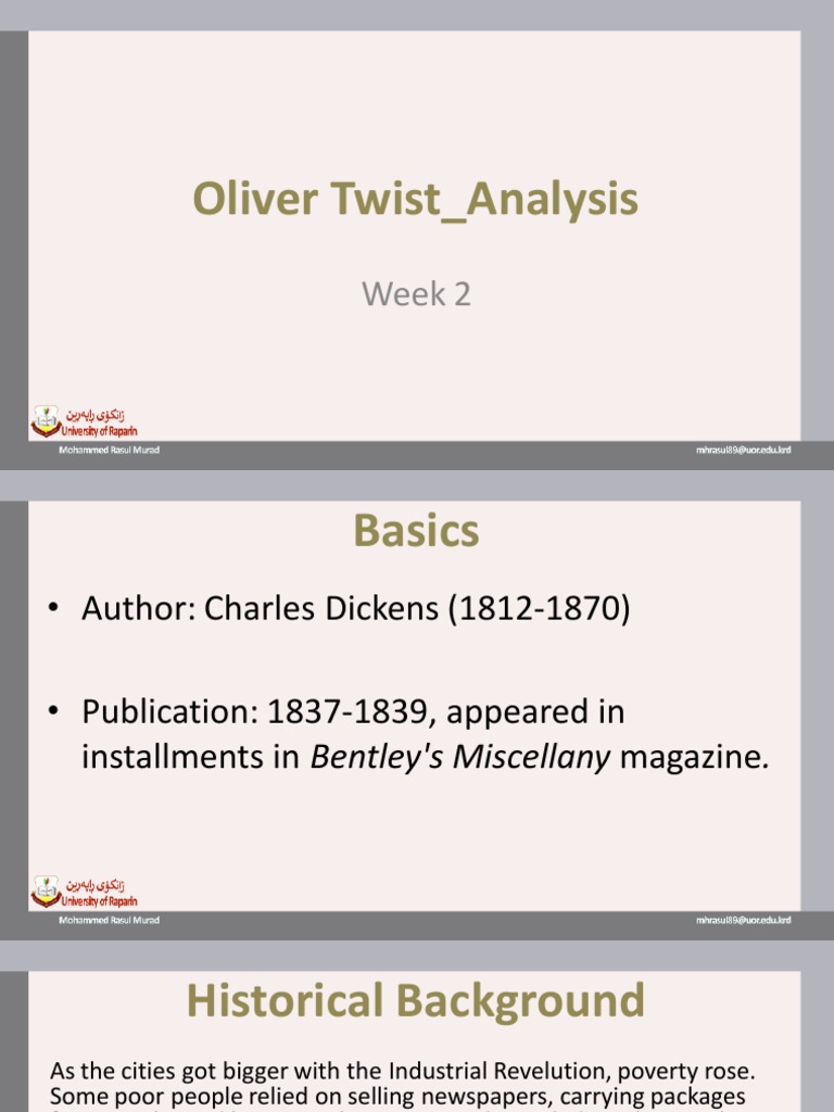 Week 2 - Oliver Twist - Analysis | PDF | Oliver Twist | Crime Thriller