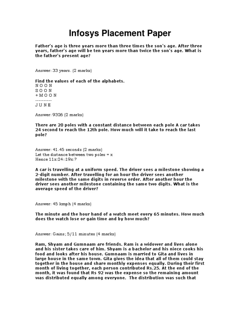Infosys Placement Paper - 40 | PDF | Teaching Mathematics | Nature
