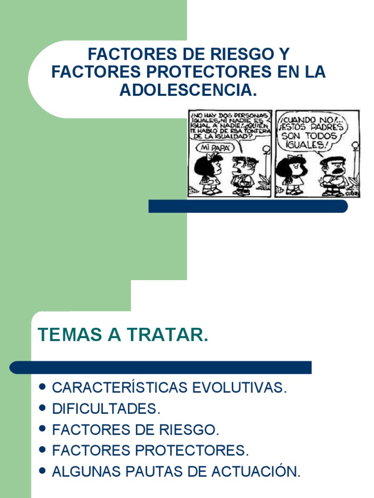 Factores Protectores y de Riesgo en La Adolescencia | PDF | Adultos ...