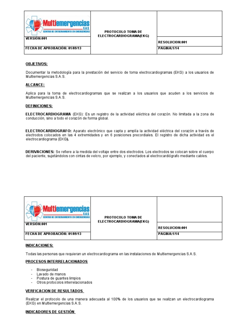 Protocolo Toma de Ecg | PDF | Electrocardiografia | Medicina Interna