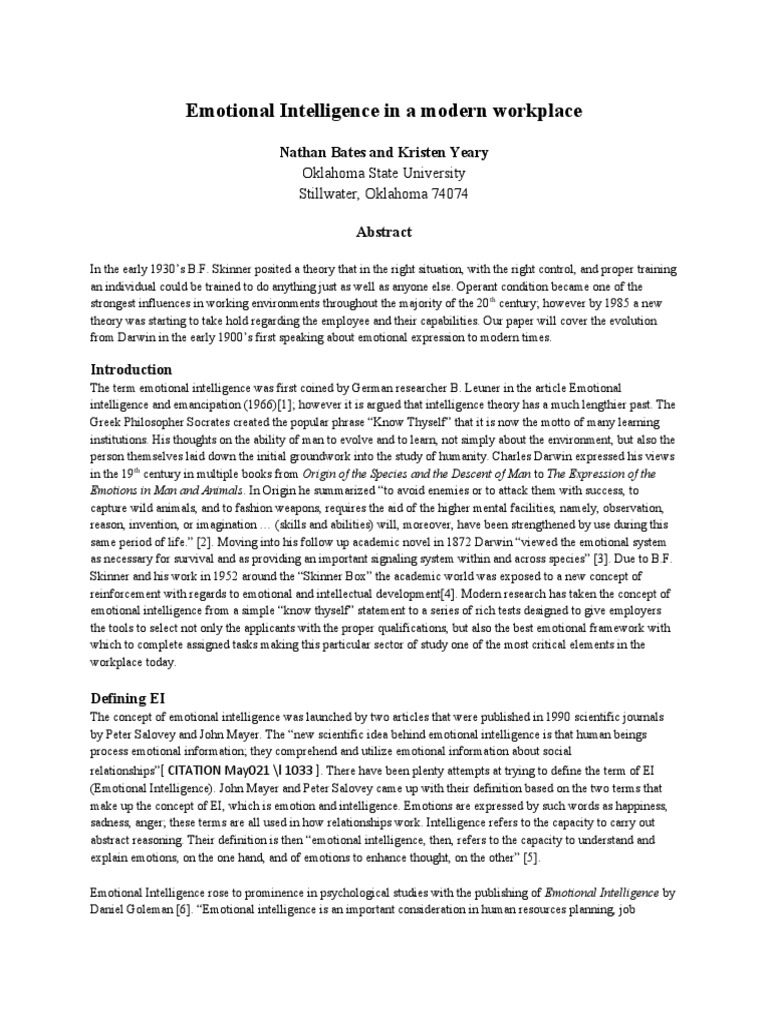 Emotional Intelligence Paper | PDF | Emotional Intelligence | Intelligence
