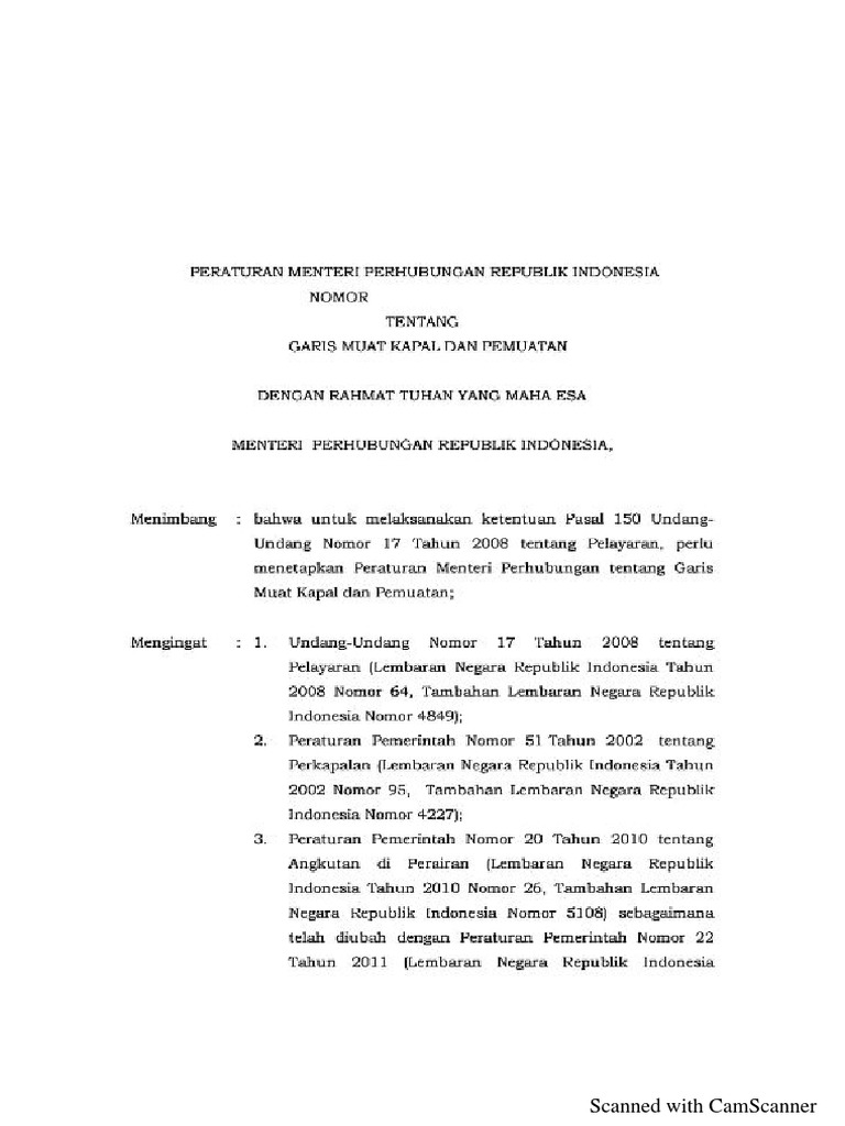 RPM Tentang Garis Muat Kapal Dan Pemuatan | PDF