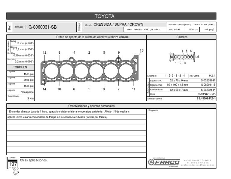 Torque Motor 7M-GE Toyota | PDF | Tecnología del motor | Ingeniería ...