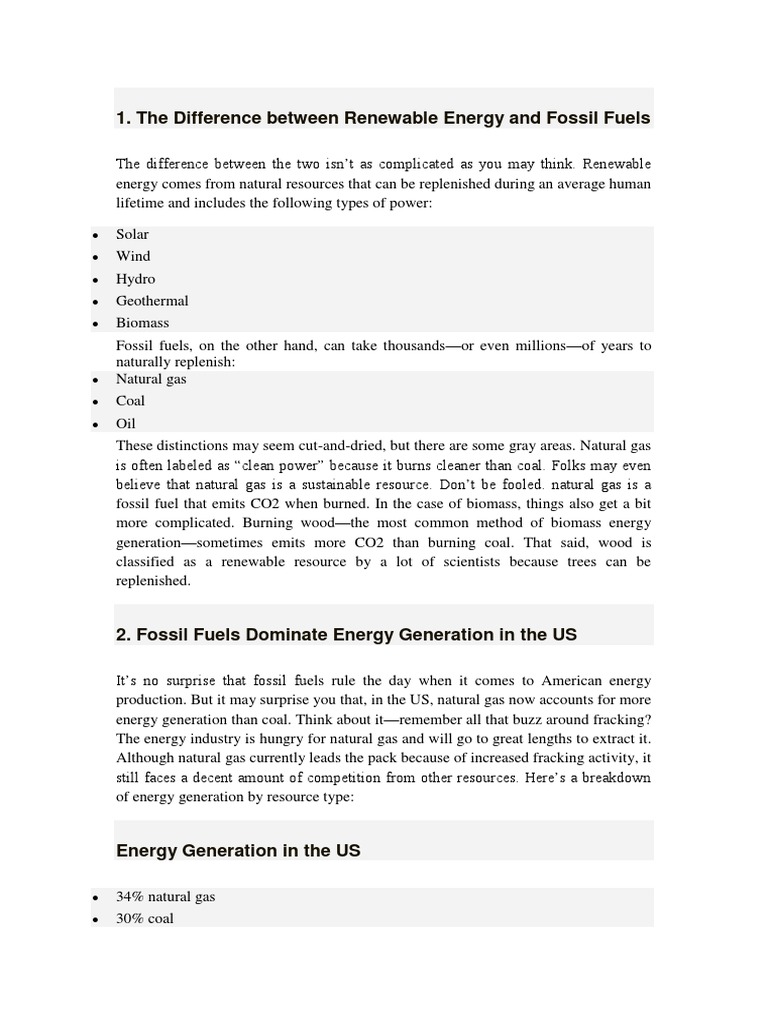 Renewable vs Fossil Fuels Explained | PDF | Fossil Fuels | Renewable Energy