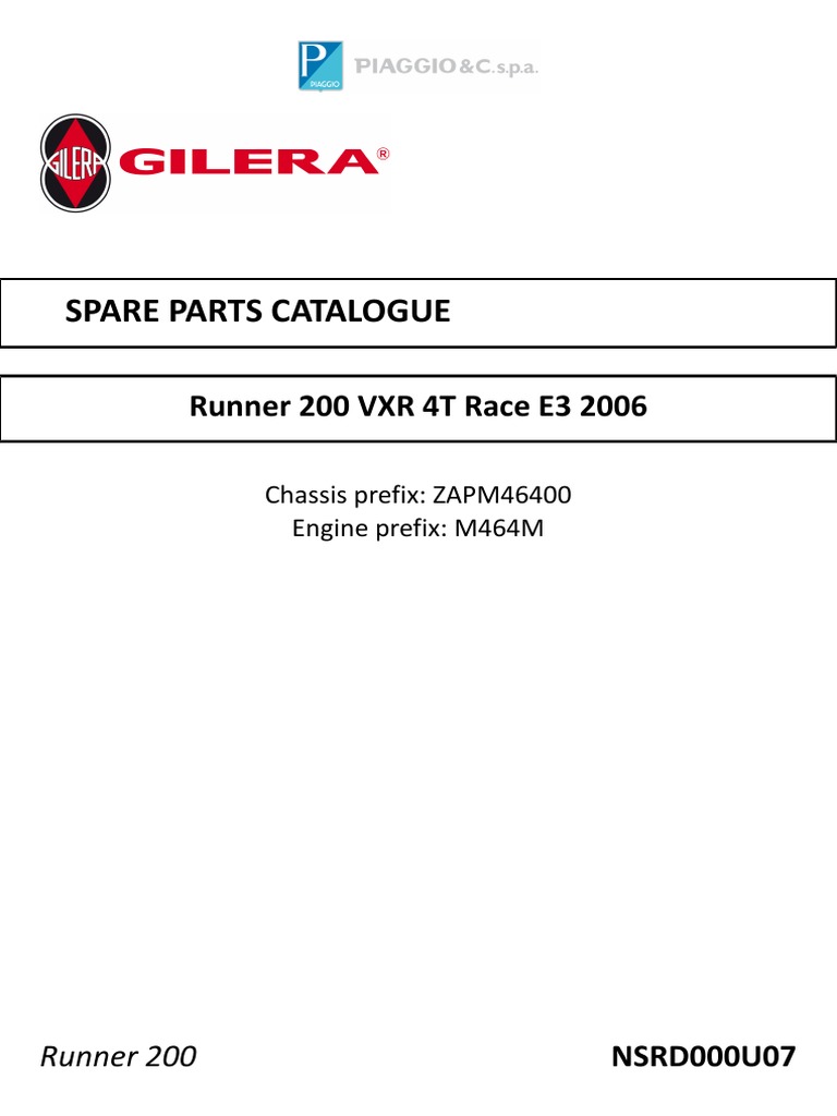 Gilera Runner 200 Runner 200 VXR 4T Race E3 2006 | PDF | Steering ...