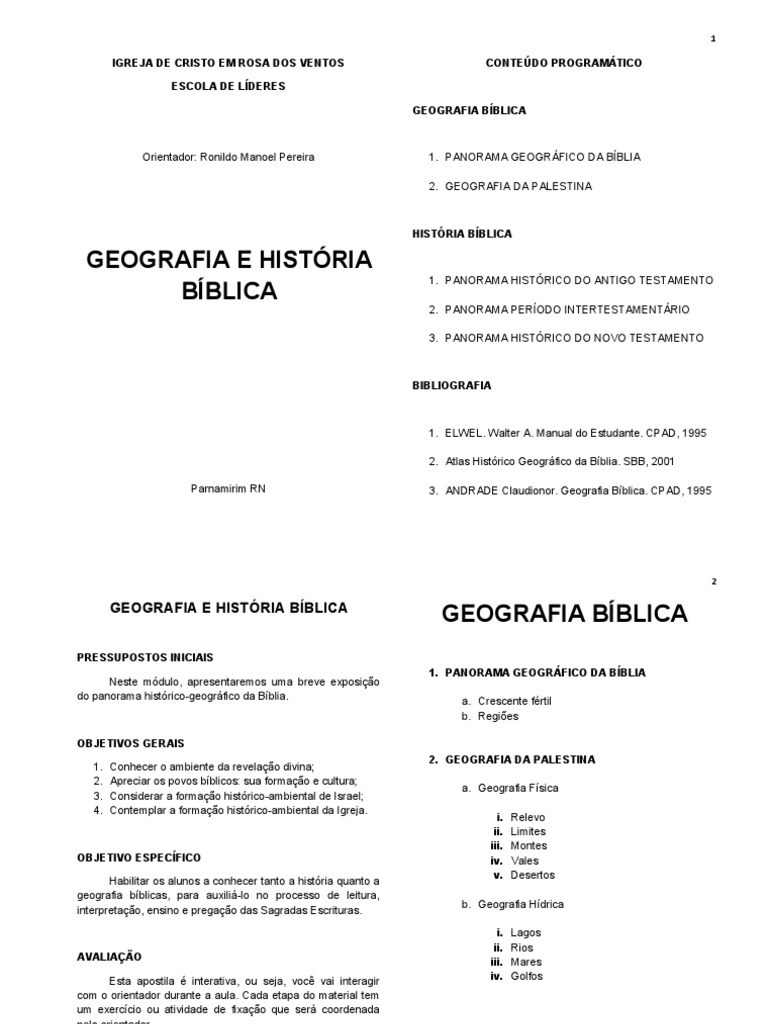 Apostila De Geografia Biblica Pdf Livro Do êxodo Livros Dos Reis