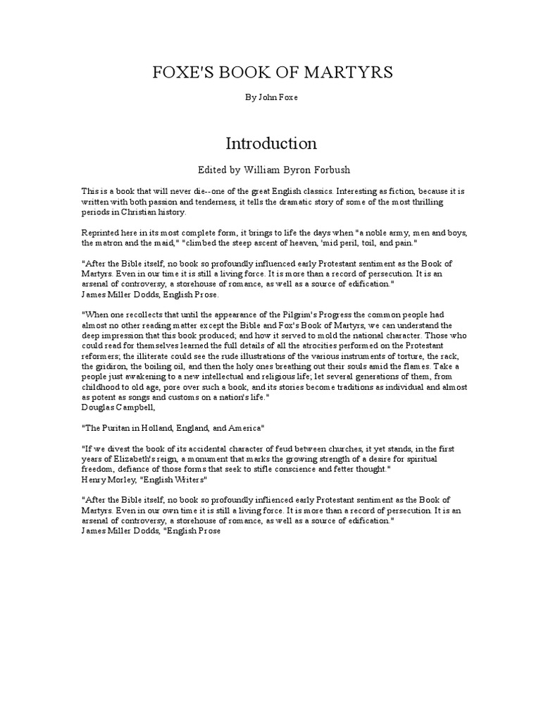 Foxe'S Book of Martyrs: Edited by William Byron Forbush | PDF | Saint ...