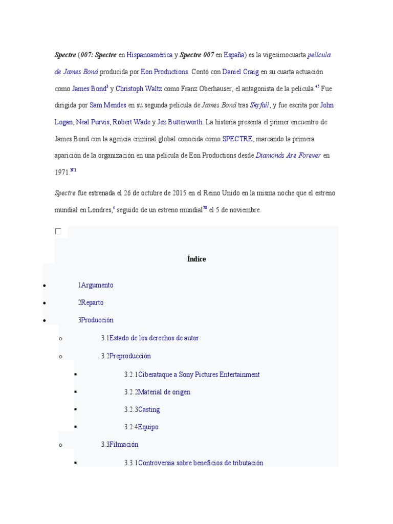 Spectre | PDF | James Bond | Thriller y crimen