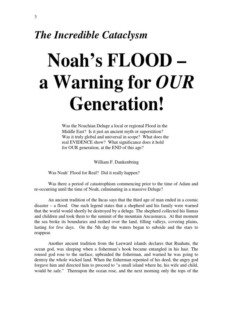 Noah's FLOOD - A Warning For OUR Generation!: The Incredible Cataclysm ...