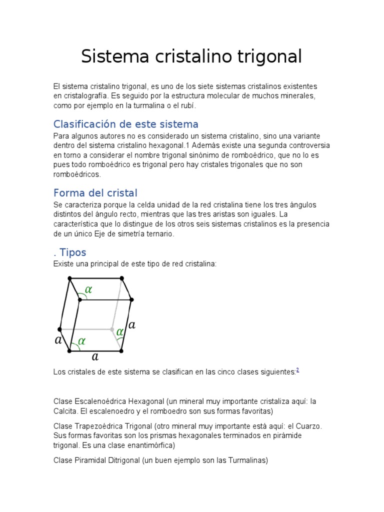 Sistema cristalino trigonal: Clasificación de este sistema