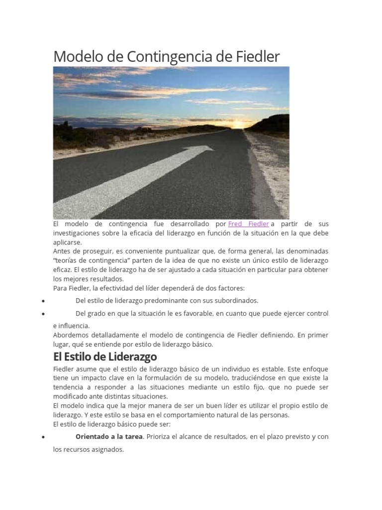 Modelo de Contingencia de Fiedler | PDF | Liderazgo | Motivación