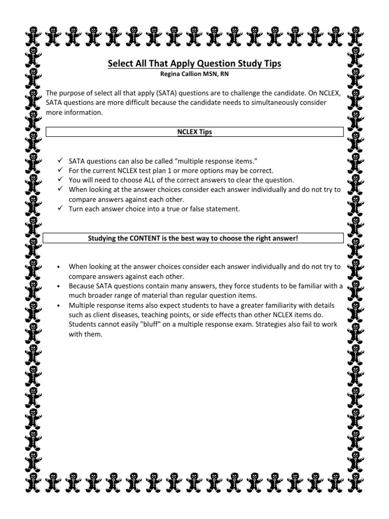 Select All That Apply Question Study Tips | PDF | National Council ...