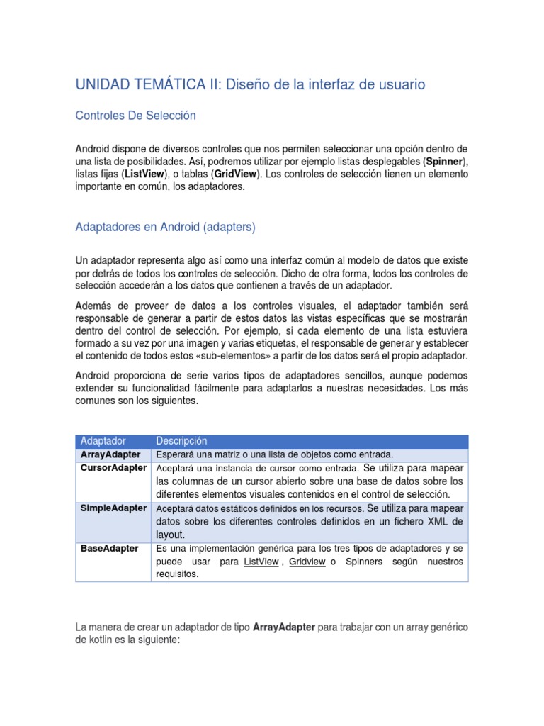 Diseño de La Interfaz de Usuario Android - Controles de Seleccion en ...