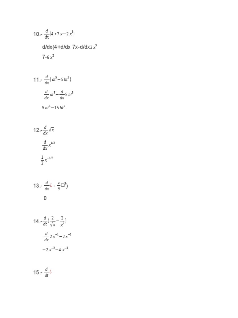 10.-d/dx (4+d/dx 7x-d/dx 7-: 4 +7 X 2 X 2 X 6 X | PDF