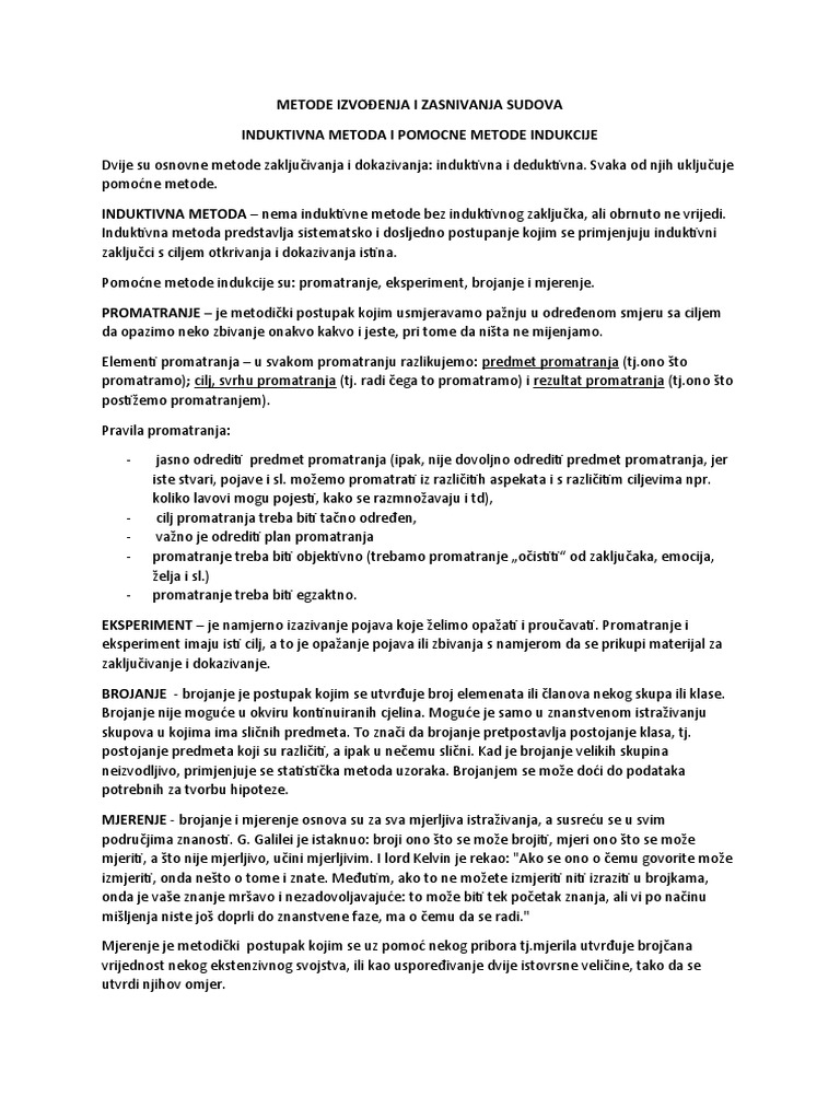 Induktivna Metoda I Pomocne Metode Indukcije | PDF