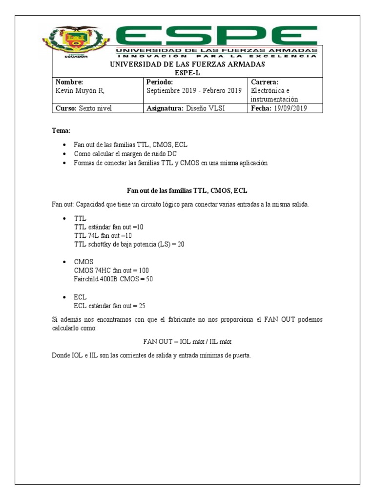 Consulta Fan Out, Margen de Ruido, TTL Cmos | PDF | Cmos | Transistor