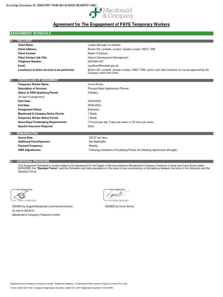 PAYE Candidate Contract - Cuma Ahmet PDF | PDF | Temporary Work | Privacy