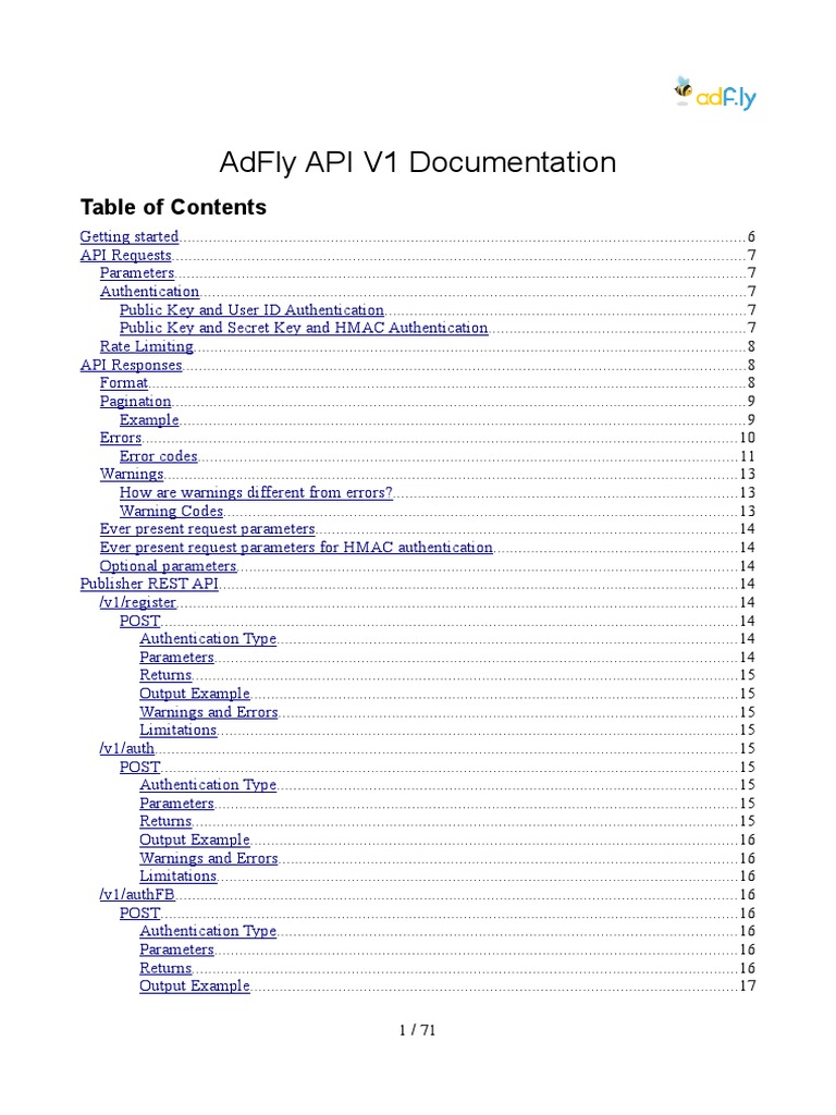 Adfly Api v1 Documentation PDF | Download Free PDF | Application Programming Interface ...