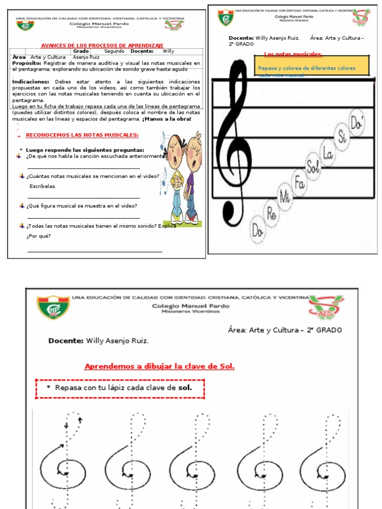 Material NOTAS MUSICALES Y EL PENTAGRAMA Material 3era Sesión | PDF ...