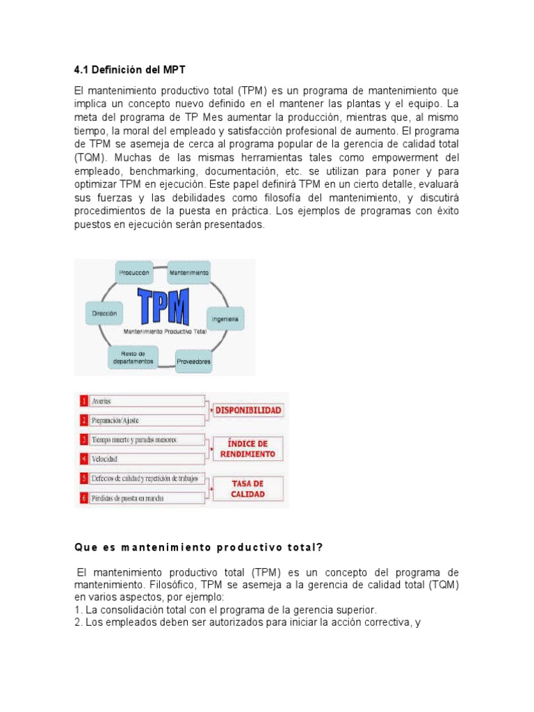 4.1 Definicion de MPT | PDF | Calidad (comercial) | Business