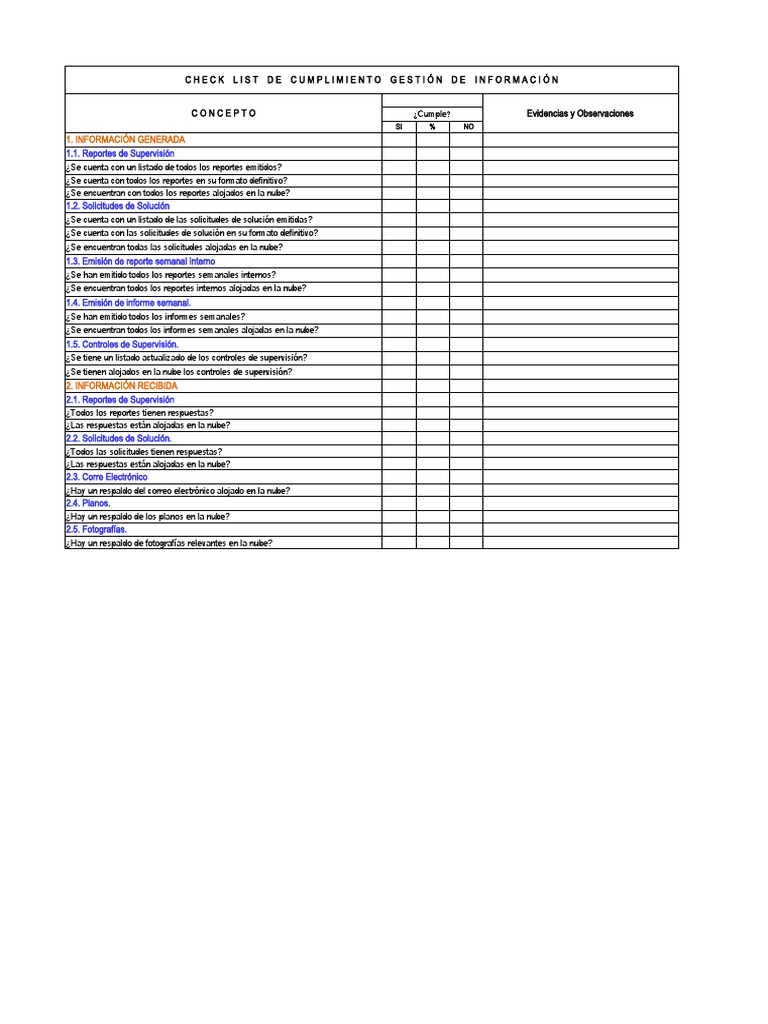 Check List Auditoria de Calidad | PDF